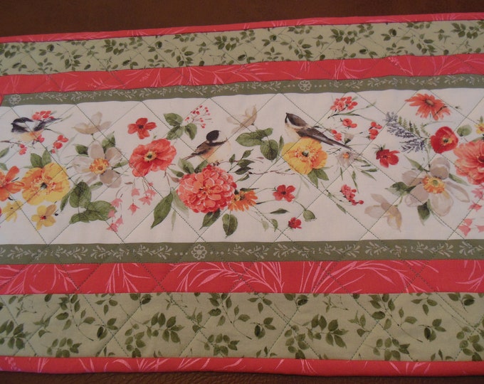 Quilted Spring/summer Chickadee Table Runner. - Etsy