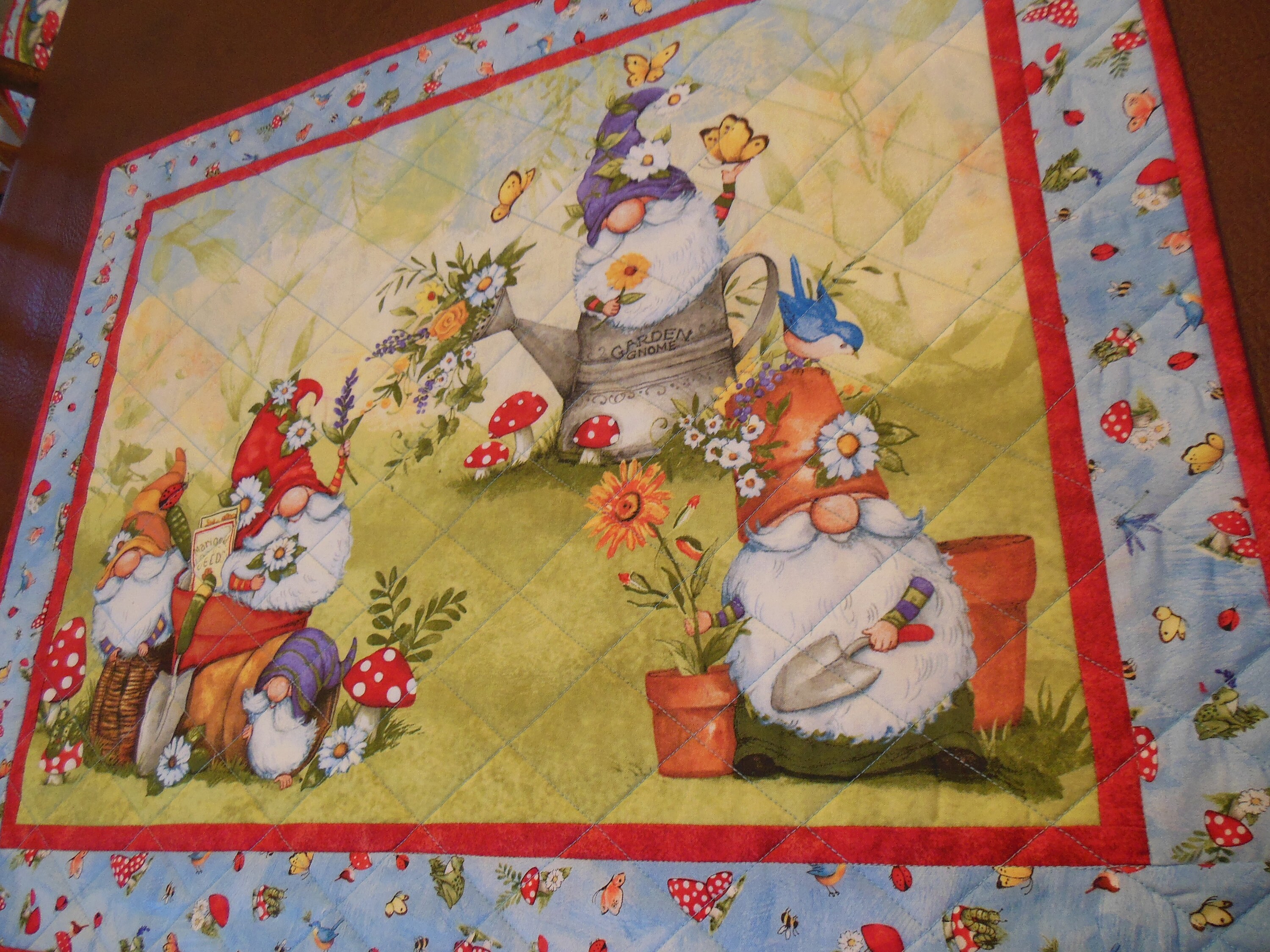 Quilted Garden Gnome Table Topper. - Etsy