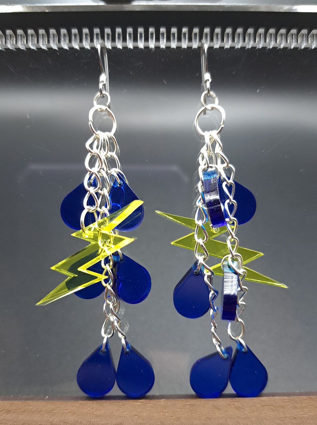 Laser Engraved Acrylic Lightning Storm Earrings | - Etsy