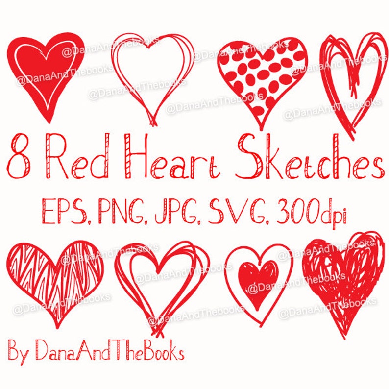 Heart Sketches, Doodles, Hand Drawn, Valentine, Png, Jpg, Eps, Svg ...