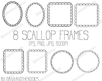 20 Digital Scallop Circle Frames in Rainbow Colors Instant - Etsy