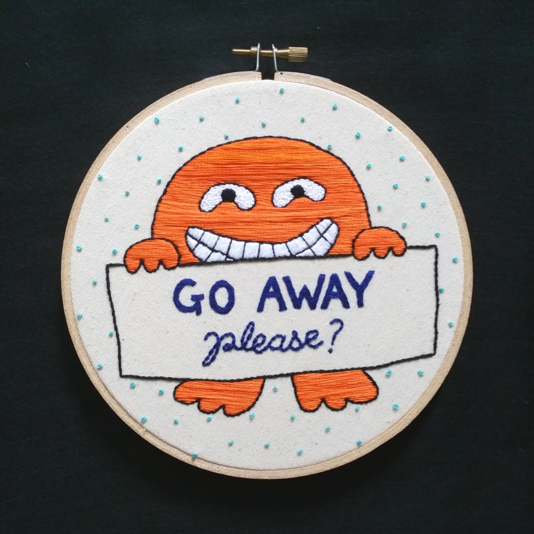 Cheeky Orange Monster (quirky Embroidery. Hand Embroidery. 6" Hoop Art ...