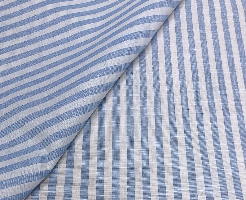 Blue stripe linen fabric cotton linen fabric cotton linen | Etsy