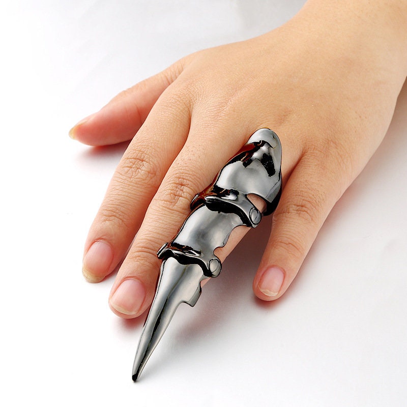 Punk Ring Rock Scroll Joint Armor Knuckle Metal Full Finger - Etsy