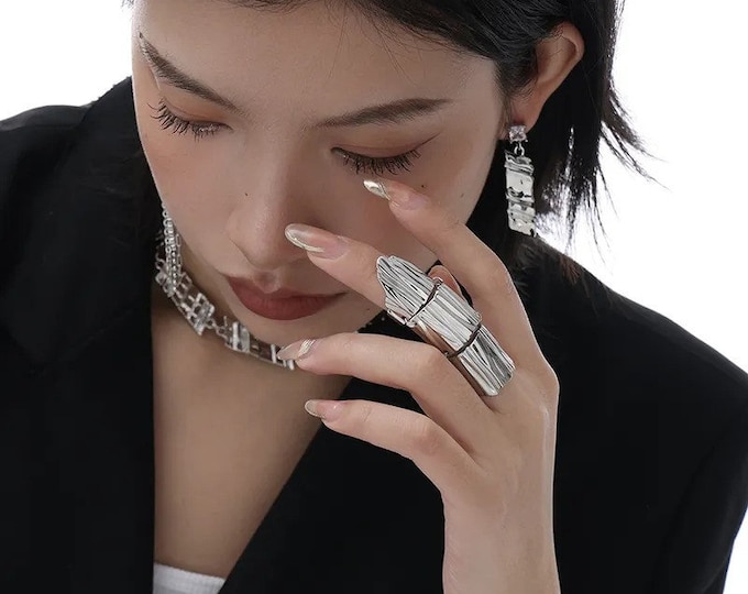 Vintage Cyberpunk Mechanical Opening Armour Ring Gothic Joint Metal ...