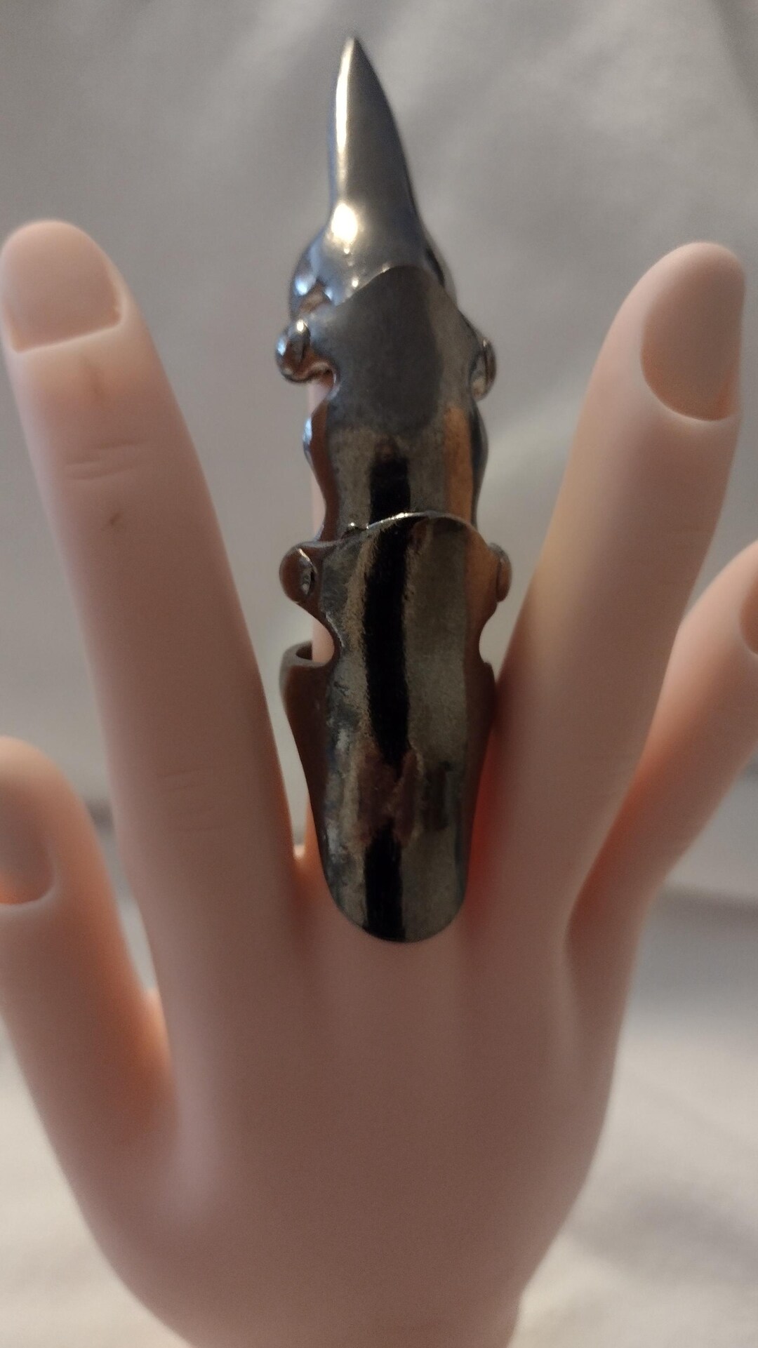 Punk Ring Rock Scroll Joint Armor Knuckle Metal Full Finger Claw Ring ...