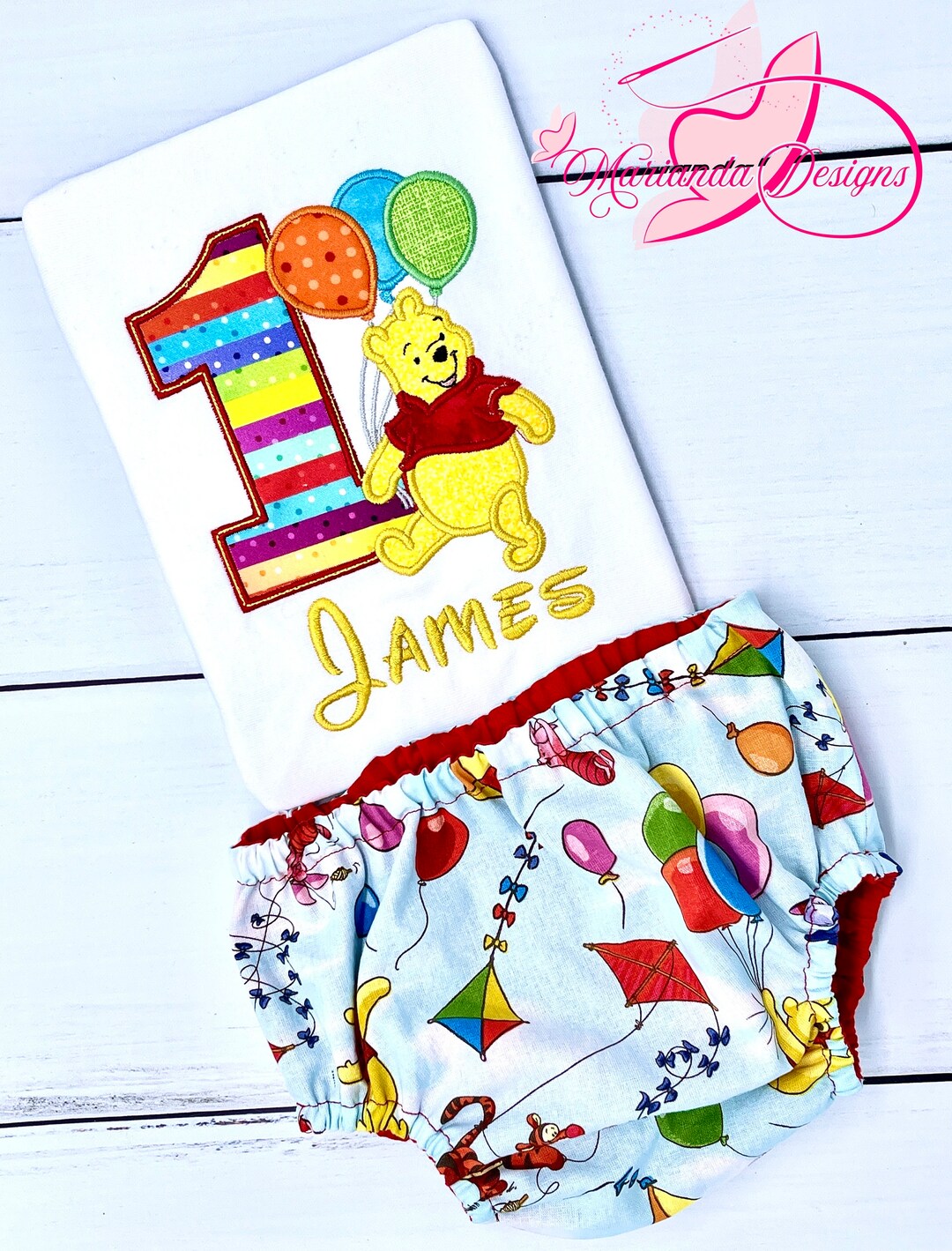 Personalized Boy’s First Birthday Pooh Embroidered Bloomer Set/boy’s ...