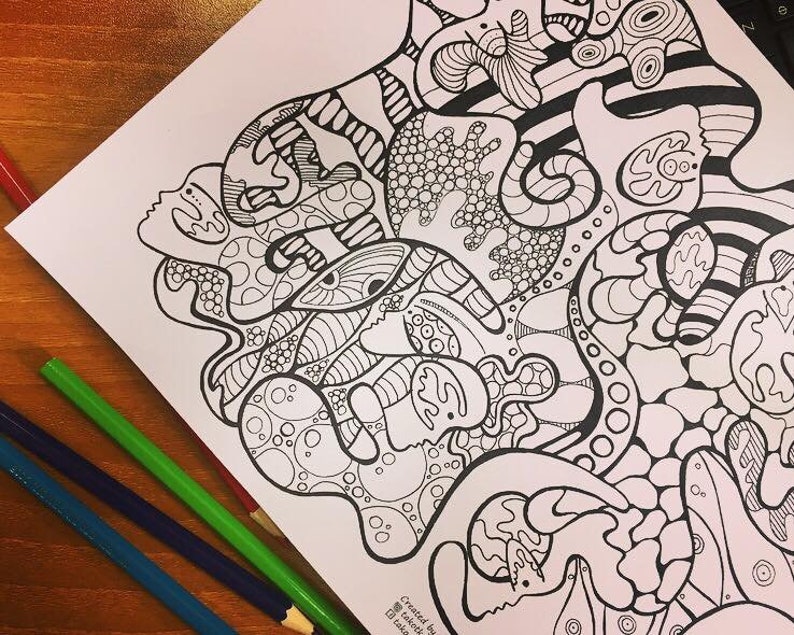 Printable Coloring Book Colorful Abstract Drawing Printable Zine Artist ...