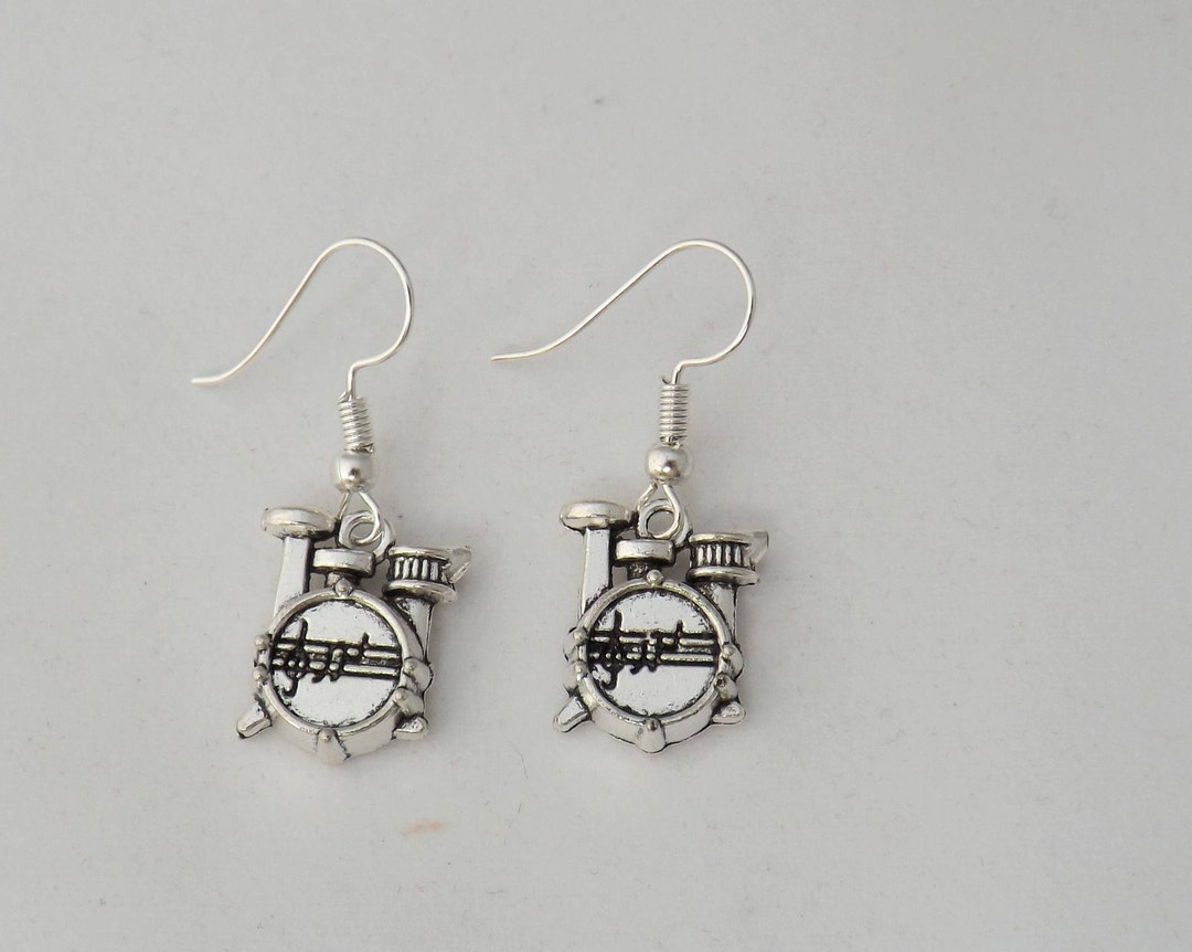 Drum Earrings, Musical Instrument Earrings, Gift for Her, Drummer ...