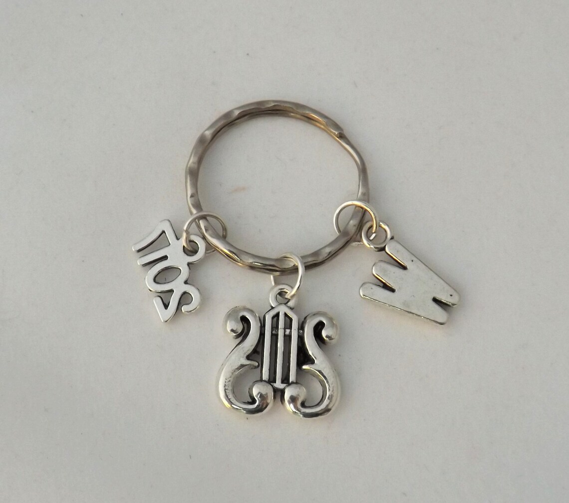 Harp keyring string musical instrument key chain gift for | Etsy
