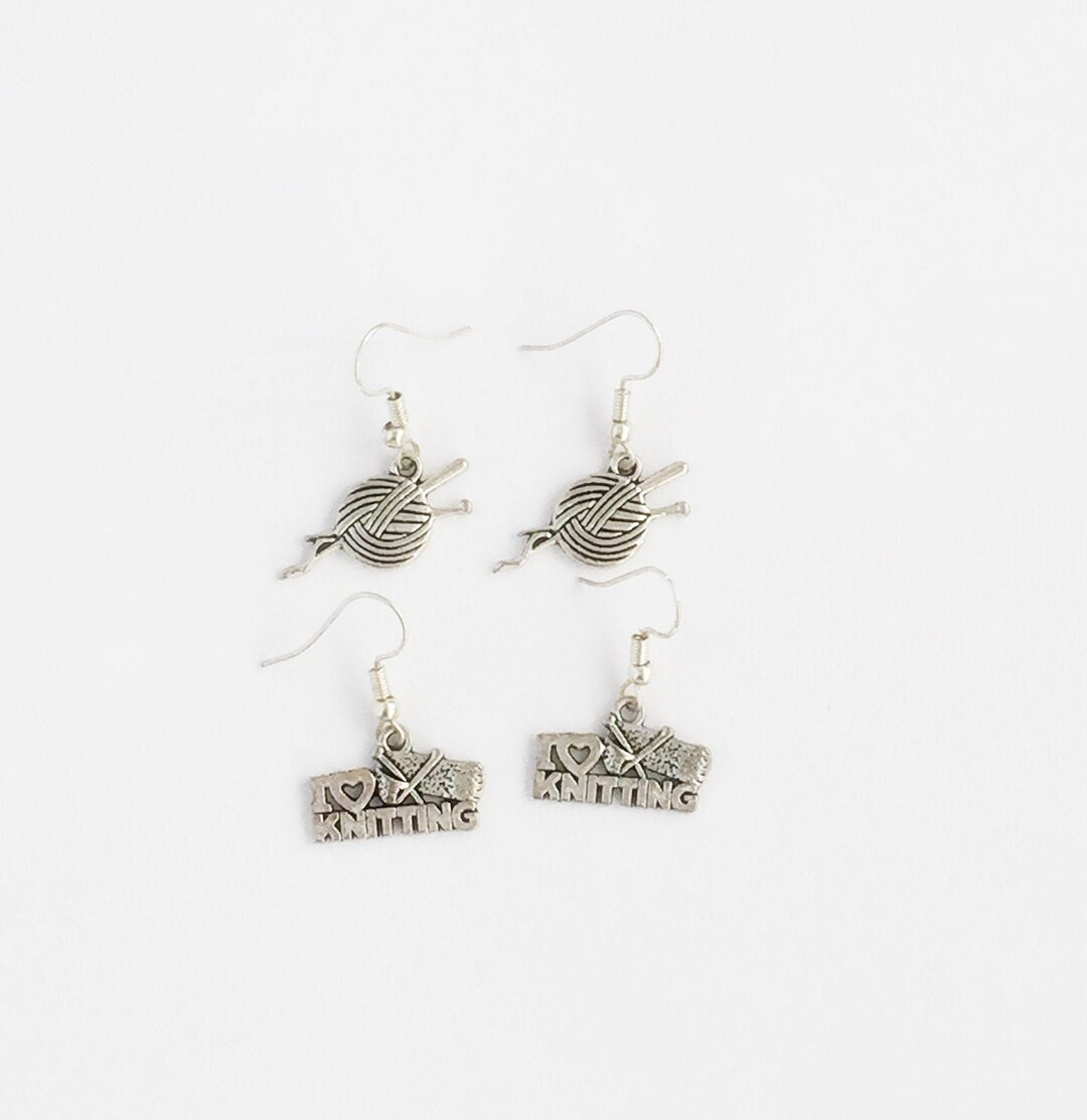 Knitting Earrings, Wool Earrings, Yarn Earrings, Crochet Earrings ...