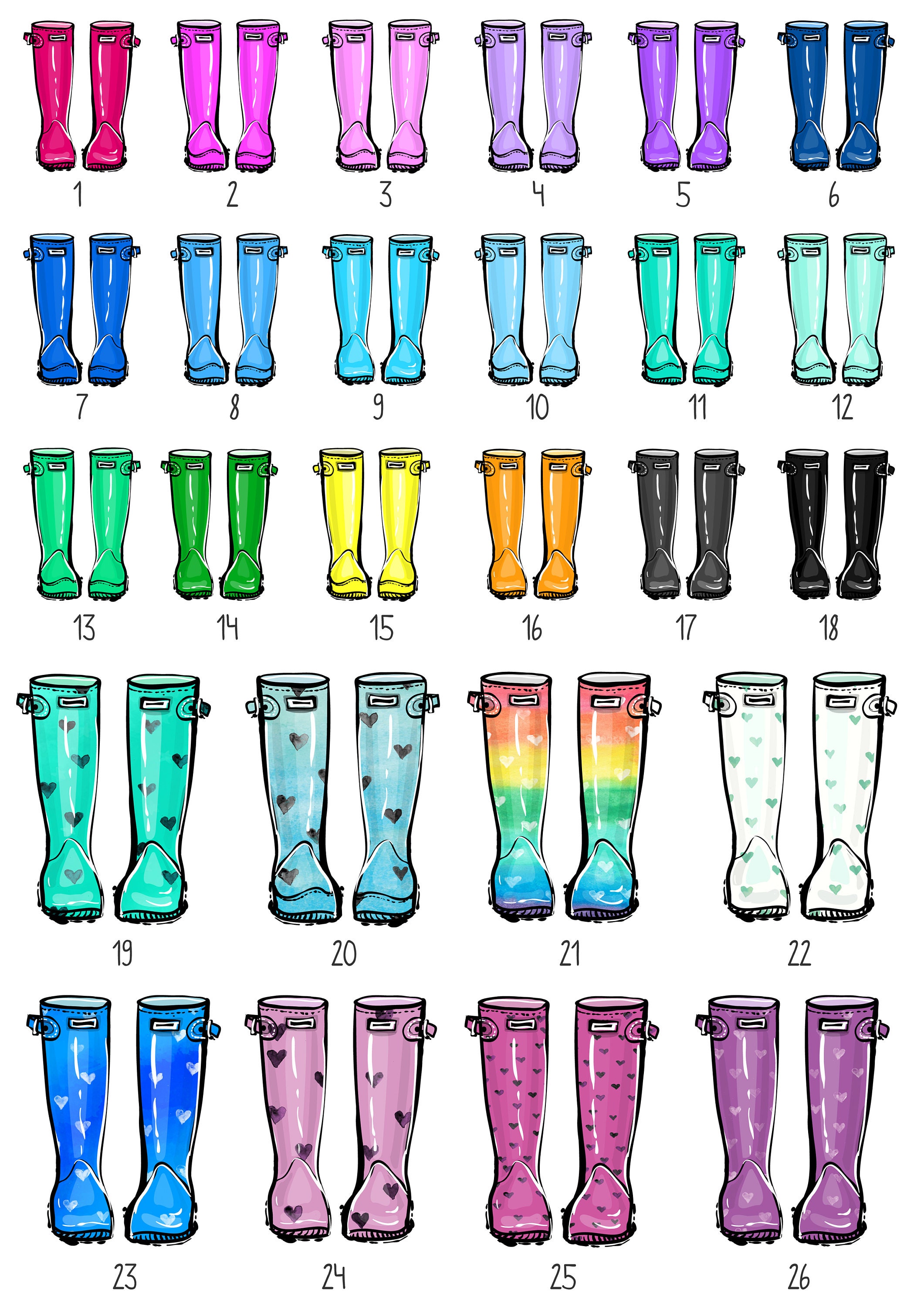 Personalised Welly Boot Print Wellington Boot Family Print | Etsy