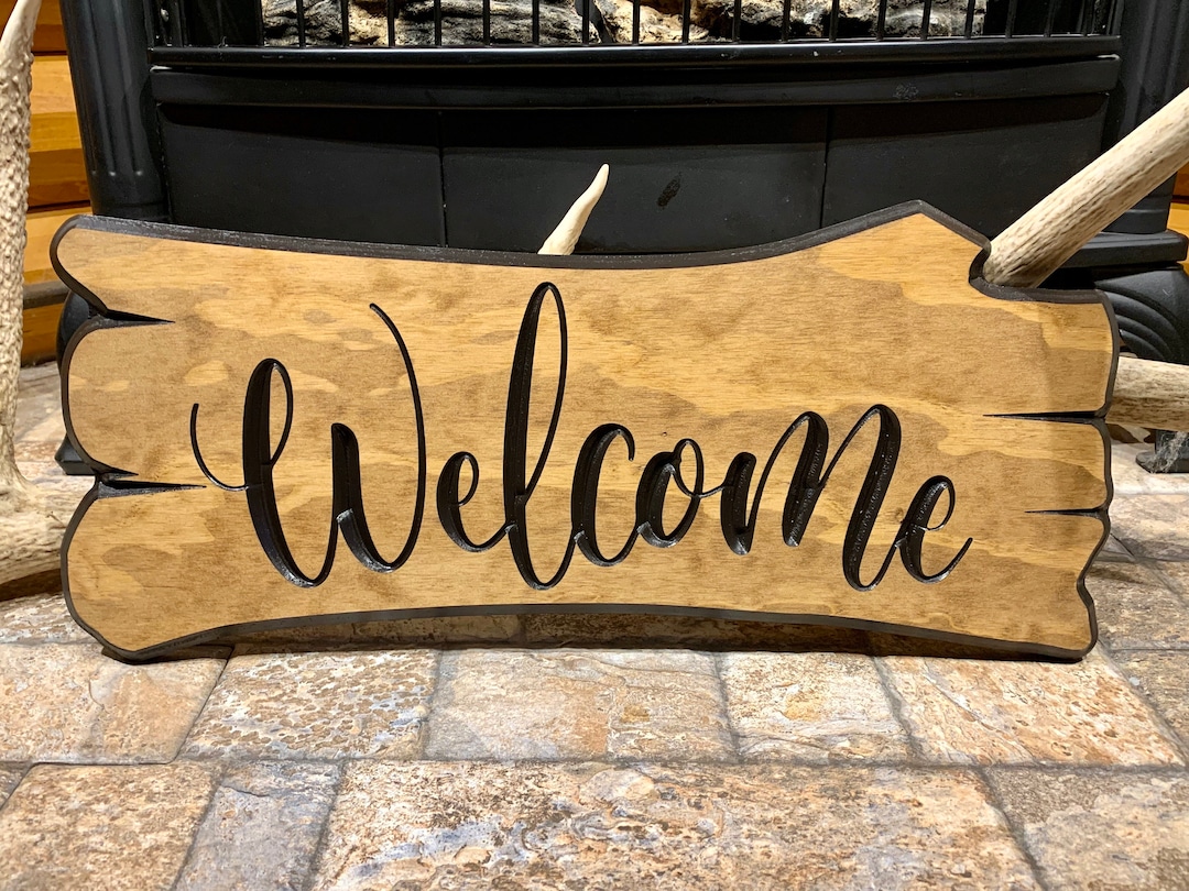 Welcome Log Cut File - Etsy