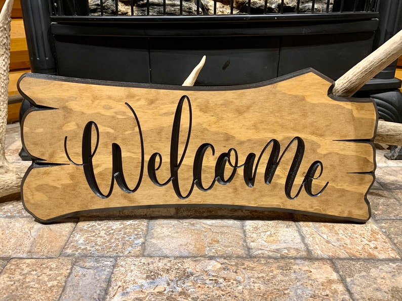Welcome Log Cut File - Etsy