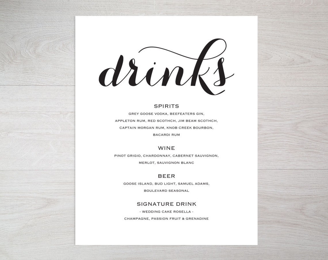 Bar Menu Template Bar Menu Bar Menu Printable Bar Menu - Etsy
