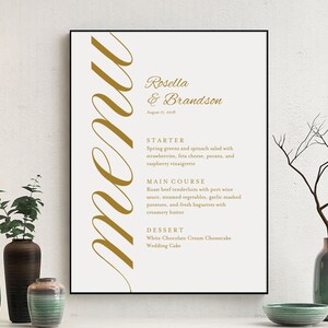 Gold Wedding Menu Sign Wedding Menu Poster Wedding Menu - Etsy
