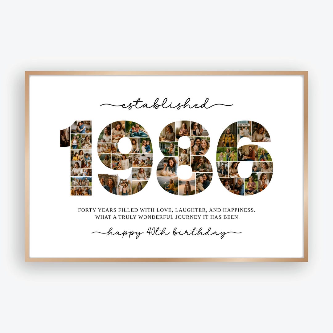 EDITABLE Custom 1986 Collage, 40th Birthday Gift Photo Collage Print ...