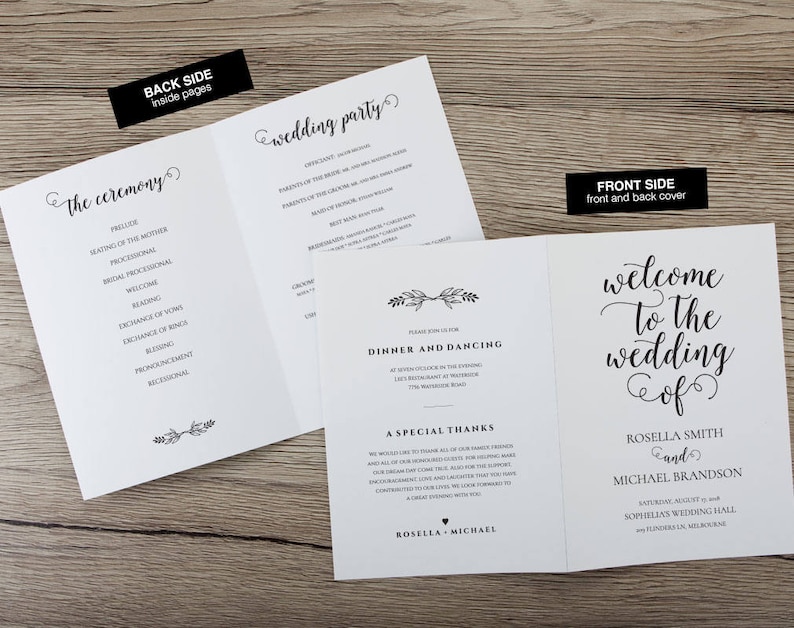 Modèle de programme de mariage plié programmes de mariage - Etsy France