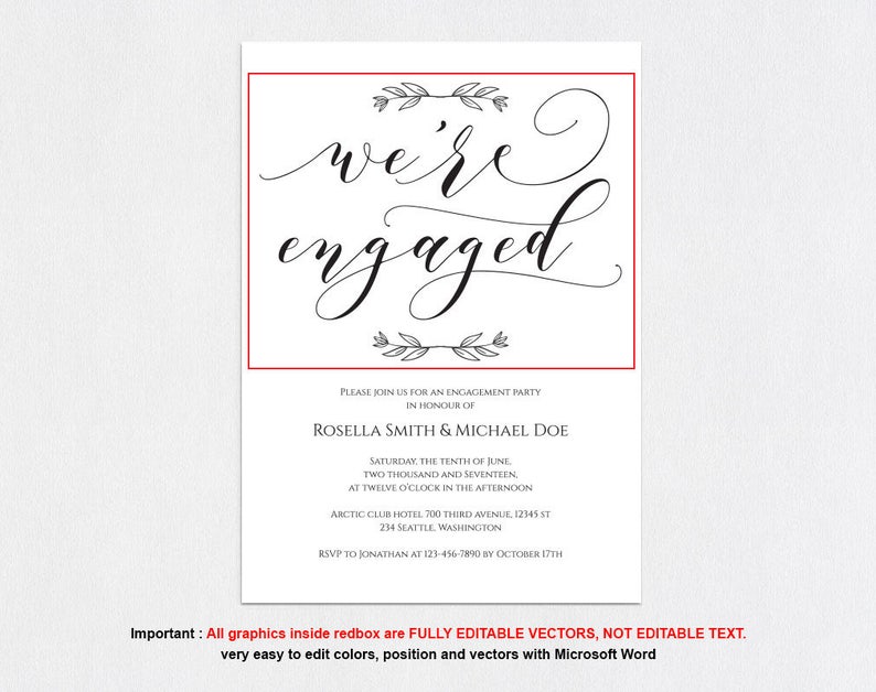 Printable Engagement Invitation Template We're Engaged | Etsy