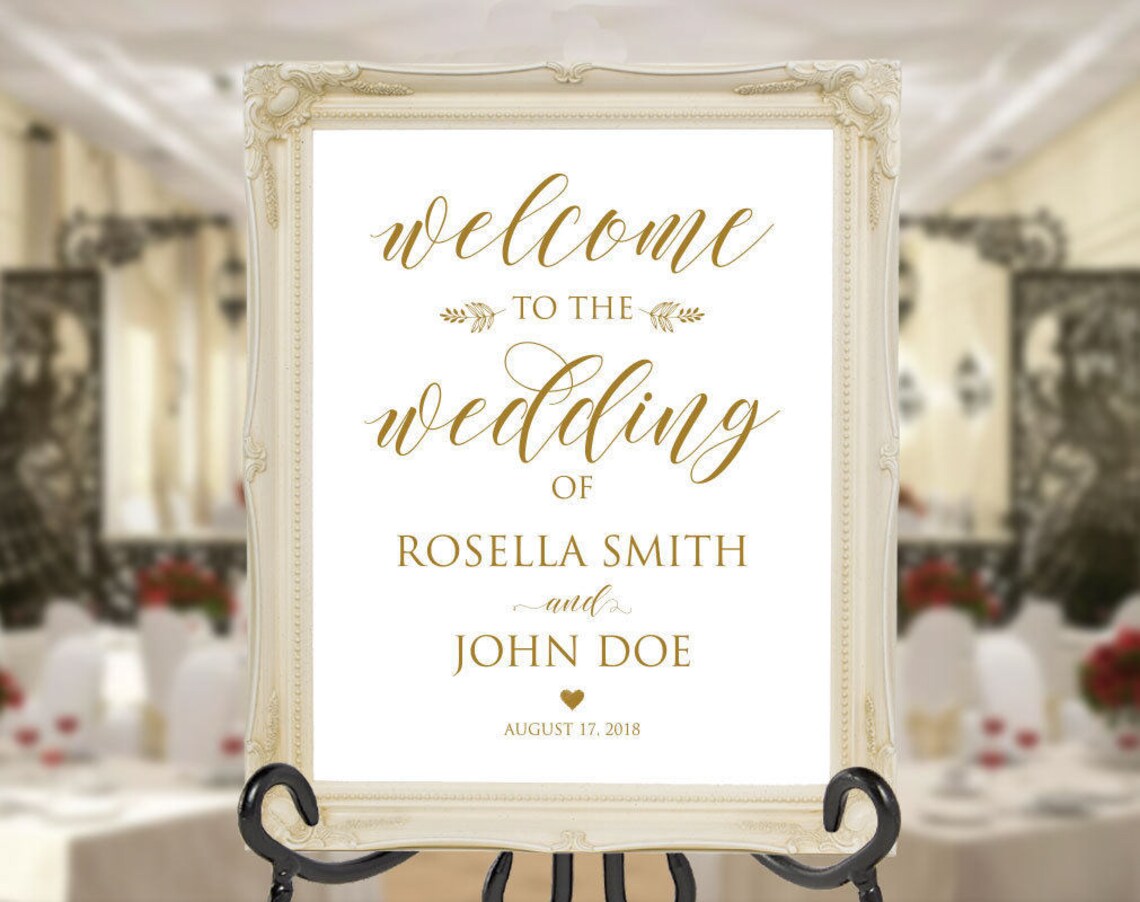 Gold Wedding Welcome Sign Template Welcome to Our Wedding - Etsy