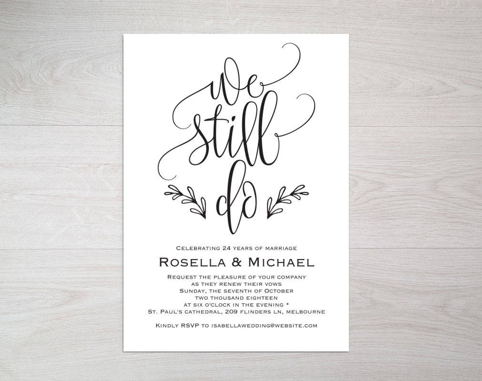 We Still Do Invitation Wedding Anniversary Invitation - Etsy
