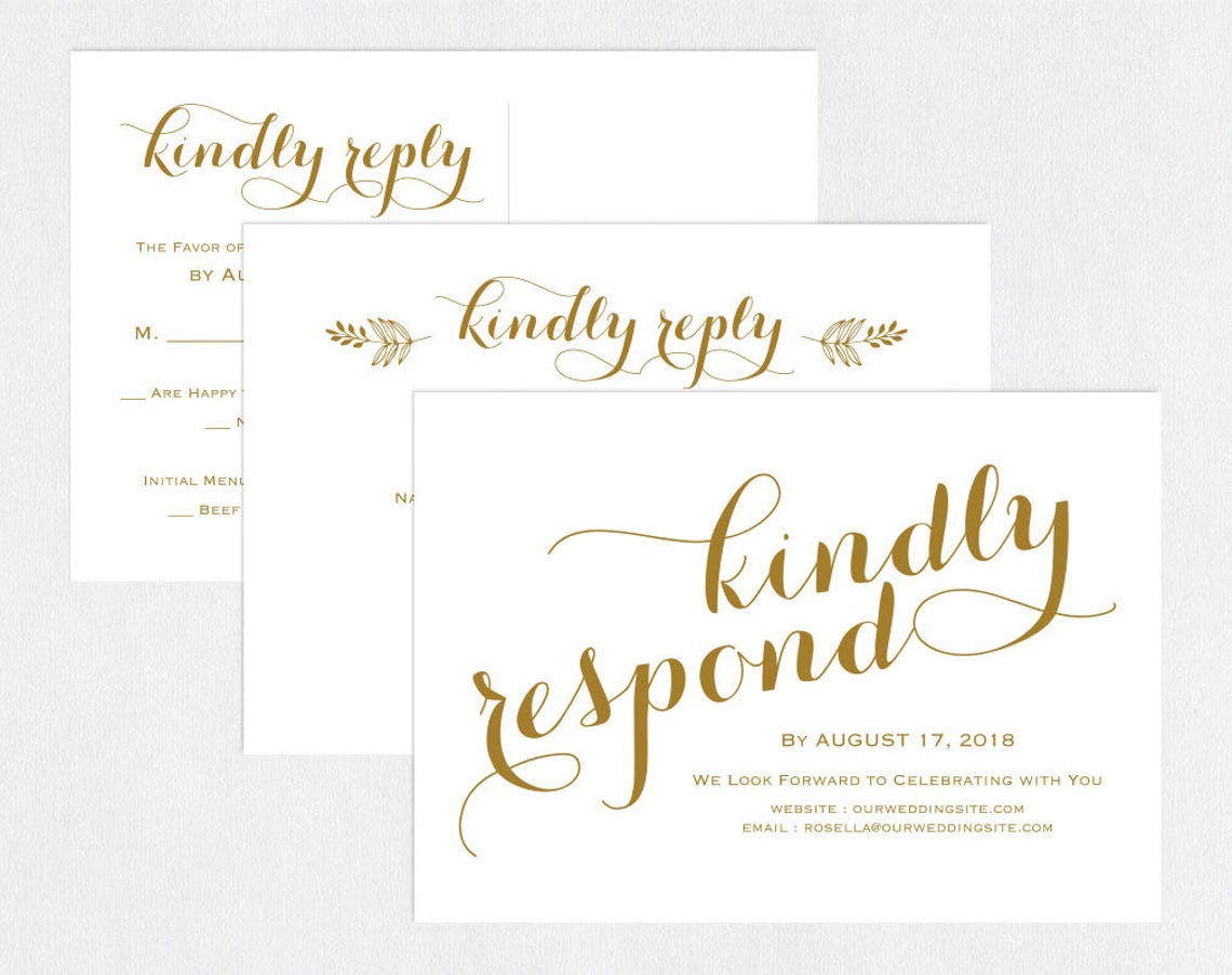 Gold RSVP Postcards Templates Wedding Rsvp Cards Rsvp | Etsy
