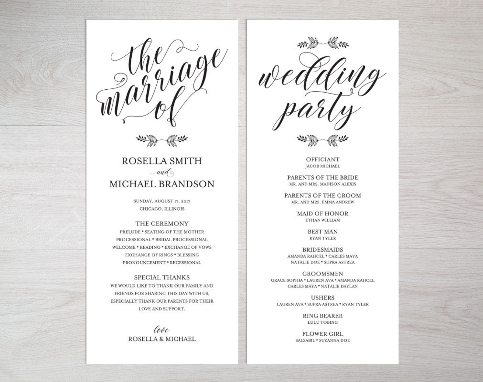 Rustic Wedding Program Template Wedding Ceremony Program - Etsy