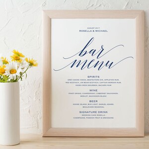 Navy Blue Bar Menu Template Bar Menu Bar Menu Printablebar - Etsy