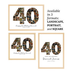 Number 40 Birthday Photo Collage Template, Number 40 Collage ...