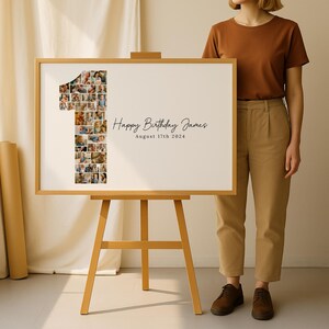 First Birthday Photo Collage, Custom Number 1 Poster, Editable Canva ...
