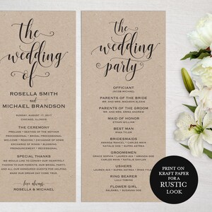 Printable Wedding Program Template Rustic Wedding Ceremony - Etsy