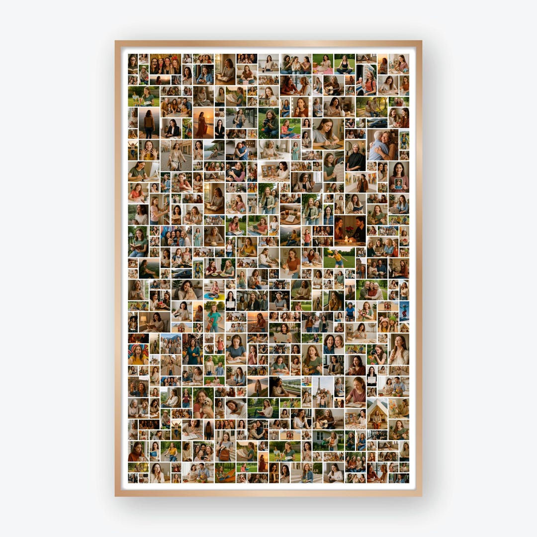 350 Photo Collage Poster, Portrait Design, Editable Grid Design, Family ...