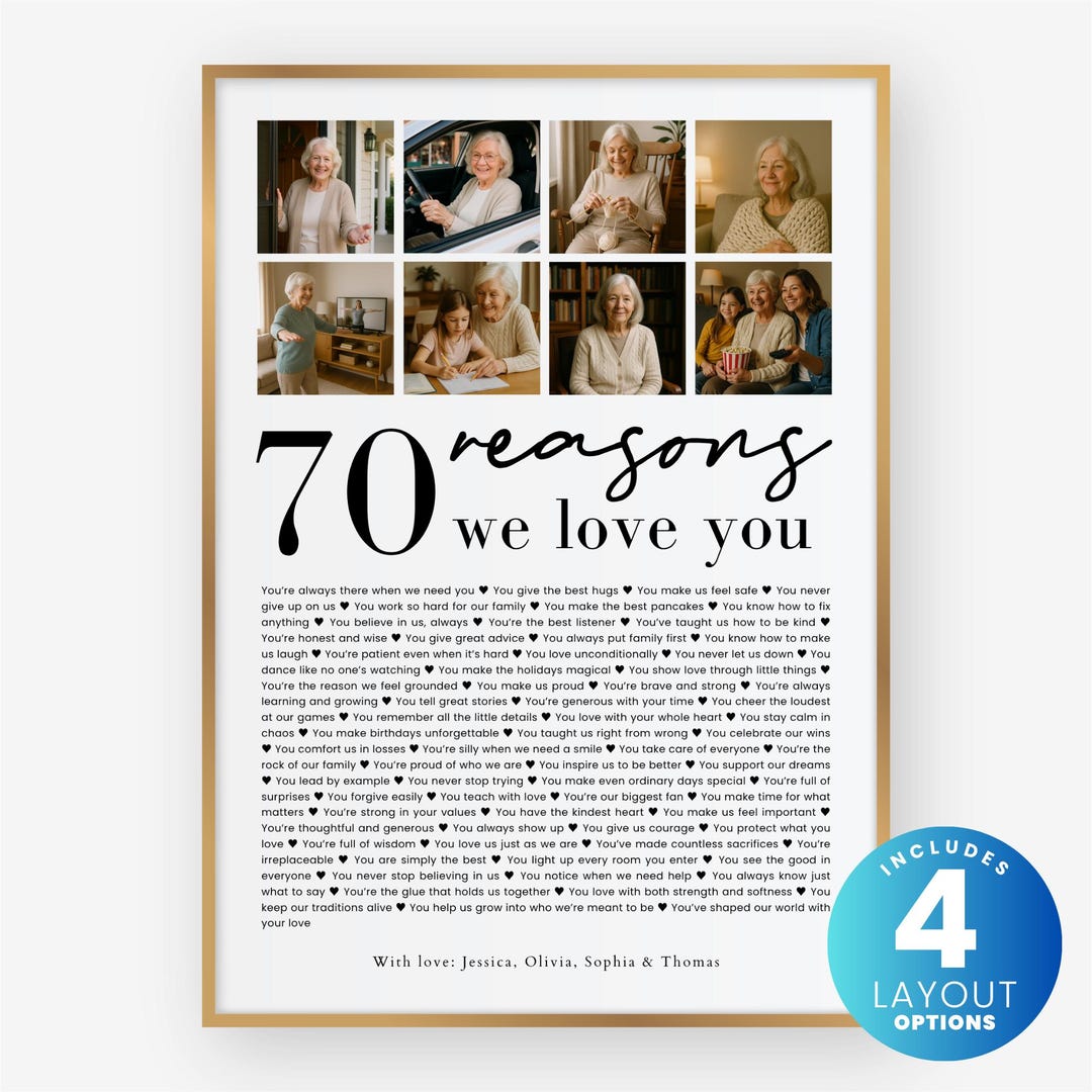 70 Reasons We Love You Photo Collage, Birthday Gift (canva Template) - Etsy