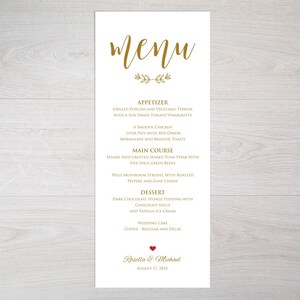 Gold Wedding Menu Template Rustic Wedding Menu Menu - Etsy