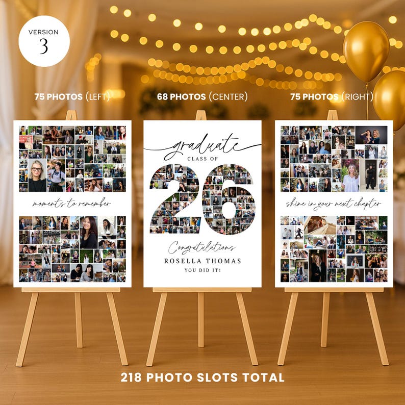 Class of 2026 Photo Collage Graduation Poster, Editable Canva Welcome ...