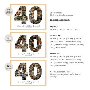 Number 40 Birthday Photo Collage Template, Number 40 Collage ...