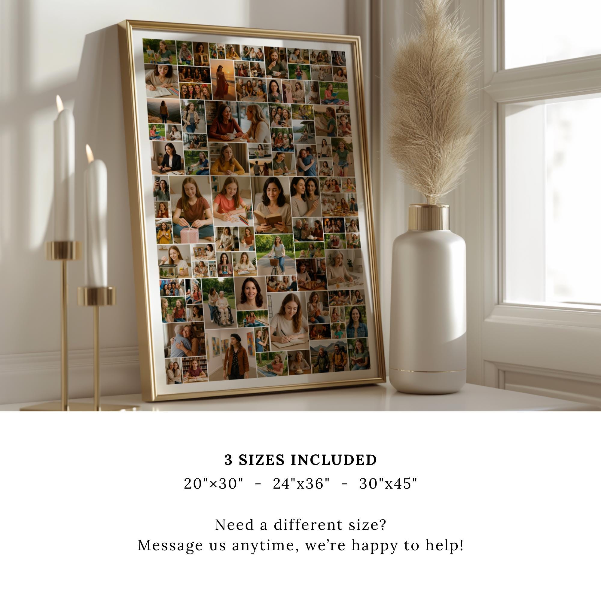 100 Photo Collage Template Editable in Canva, Large Printable Portrait ...