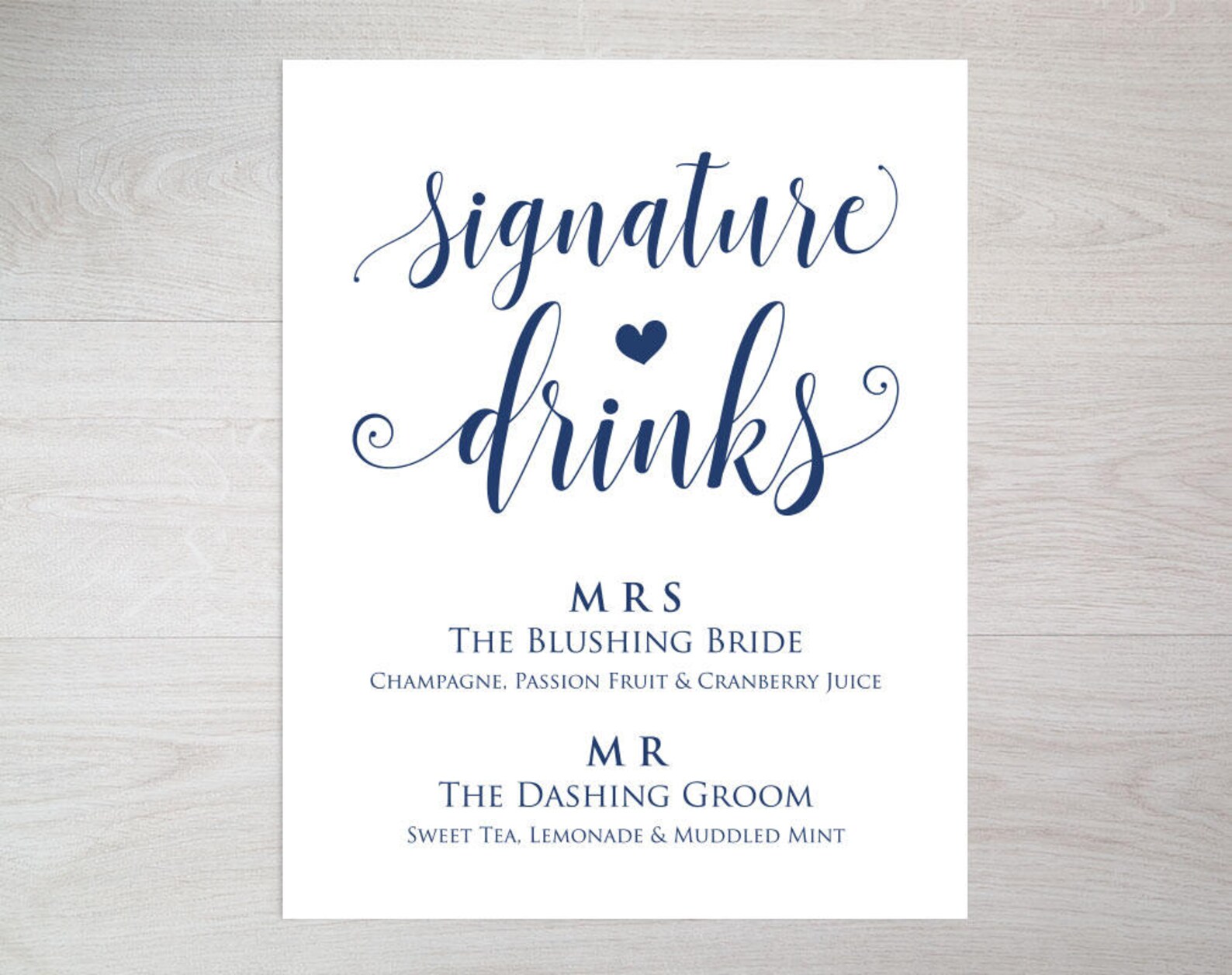 Navy Blue Signature Drink Sign Signature Drinks Printable - Etsy