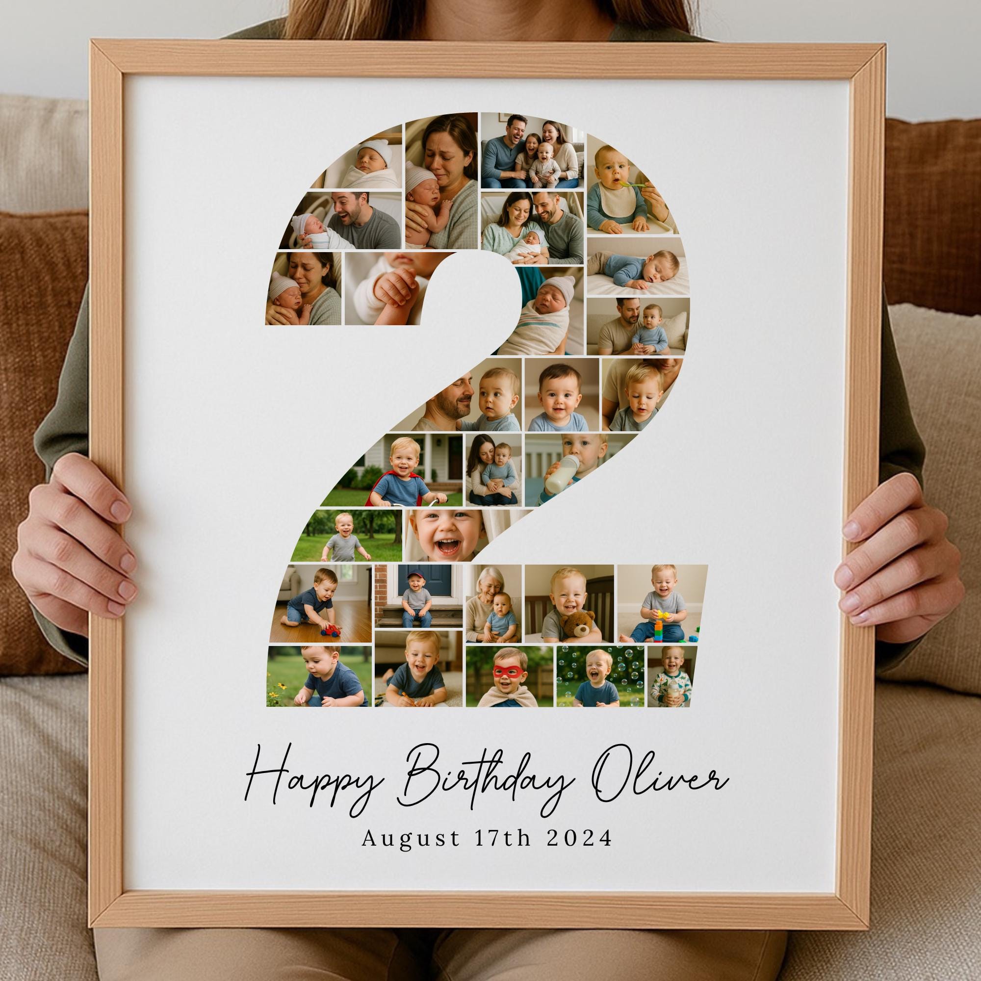 Birthday Number 2 Photo Collage, Editable Canva Template, Second ...