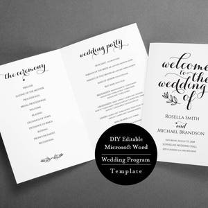 Folded Wedding Program Template Folded Wedding Programs - Etsy