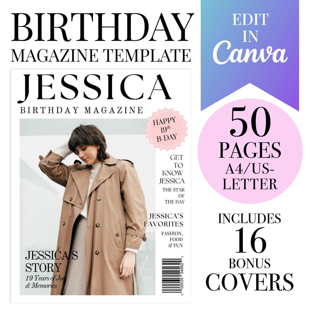 Birthday Magazine Canva Template | 50 Page Custom Gift for Best Friend ...