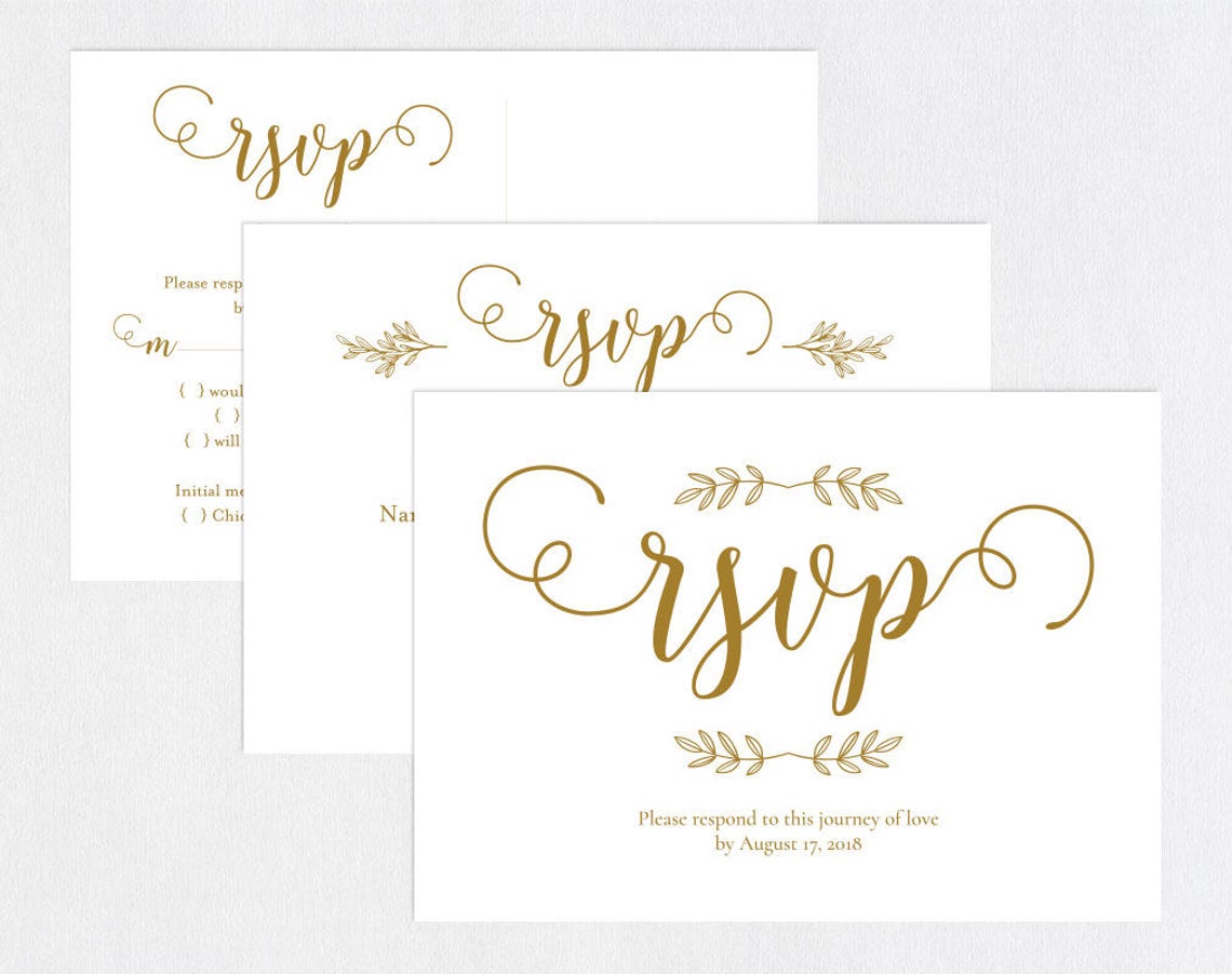 Gold RSVP Postcards Templates Wedding Rsvp Cards Rsvp - Etsy