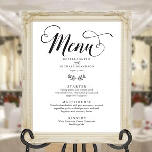 Wedding Menu Sign Wedding Menu Poster Wedding Menu Board - Etsy