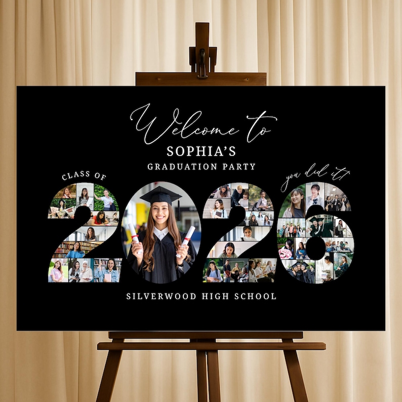 2026 Graduation Photo Collage Welcome Sign TEMPLATE, Class of 2026 ...