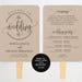 Wedding Program Fan, Wedding Program Fan Template, Rustic Wedding Program Fan, Wedding Program ...