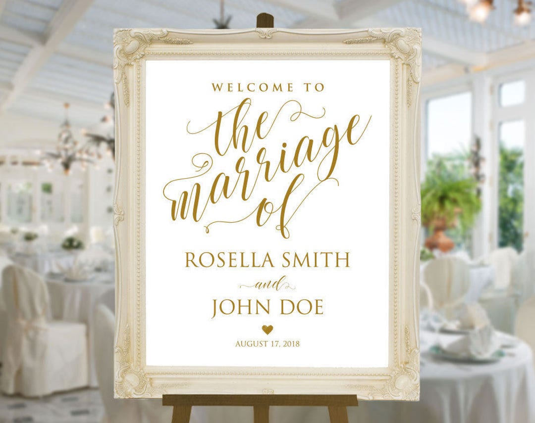 Gold Wedding Welcome Sign Template Welcome to Our Wedding - Etsy