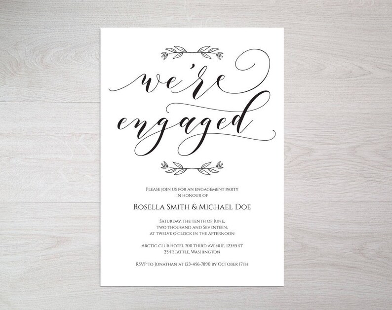 Printable Engagement Invitation Template We're Engaged | Etsy