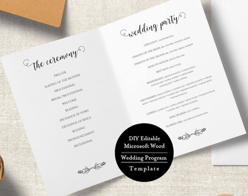 Modèle de programme de mariage plié programmes de mariage - Etsy France