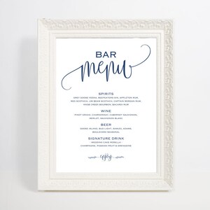 Navy Blue Bar Menu Templatebar Menubar Menu Printablebar - Etsy