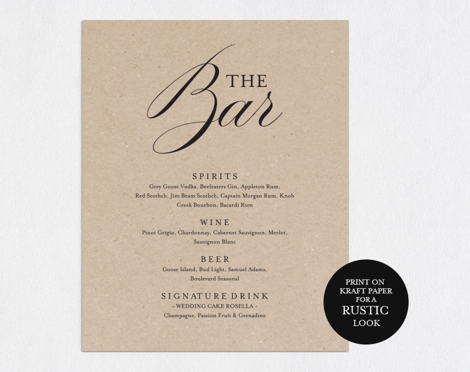 Bar Menu Template Bar Menu Bar Menu Printable Bar Menu | Etsy